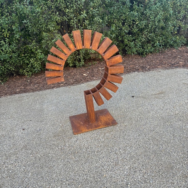 Modern Industrial Metal Sculpture | Abstract Spiral Art | Contemporary ...