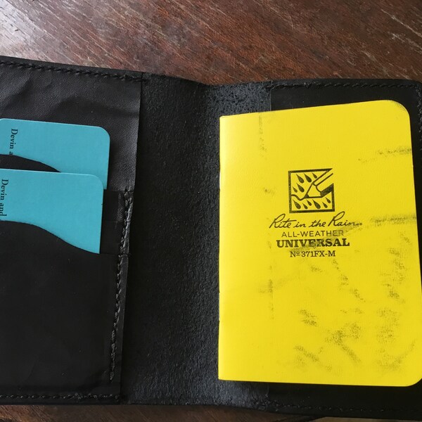 Leather Field Notebook Cover With Card Slots. Fits 3.5 X 5" Notes ...