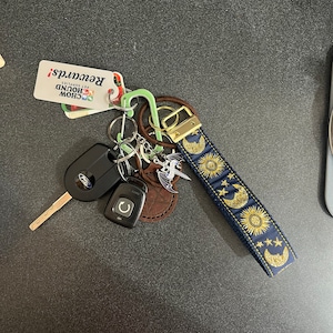 Sun and Moon Key Fob, With Brass Plated Hardware - Etsy