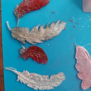 4-cavity Shiny Feather Silicone Resin Mold Resin, UV Resin, Resin Molds ...