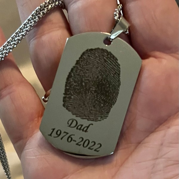 Personalized Fingerprint Dog Tag W/ Two Name - Laser Engraved ...