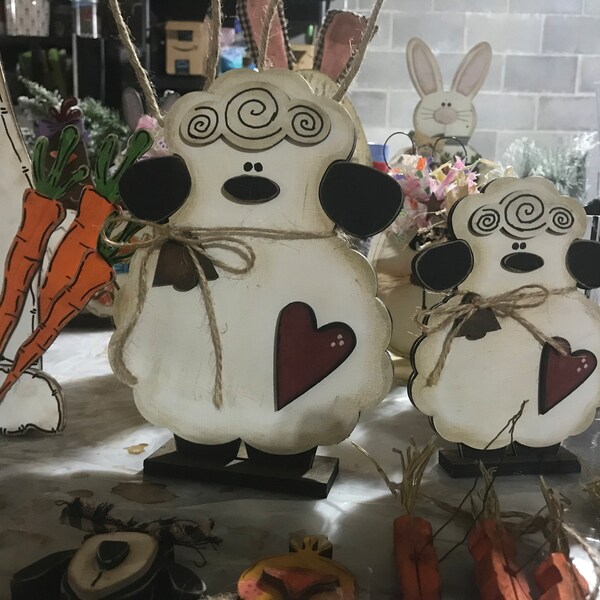 Easter Lamb Shelf Sitters, DIY Kit or Hand-painted, Easter Sheep Shelf ...
