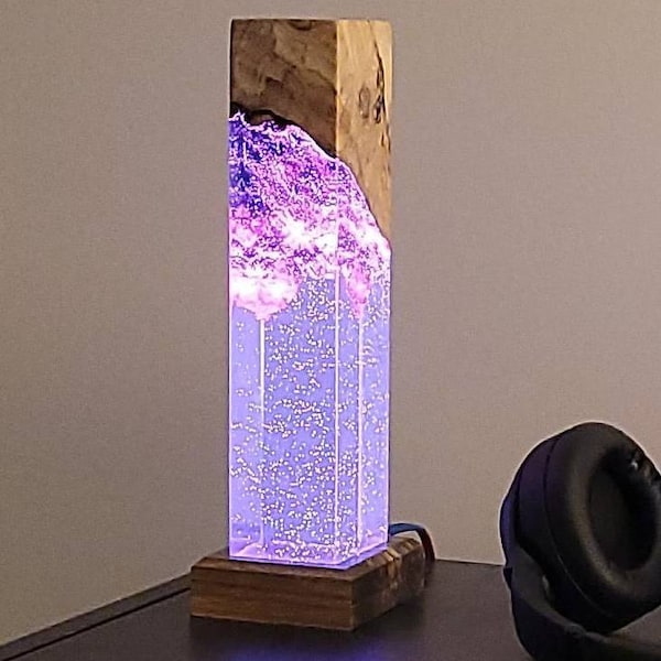 Deep Ambiance Resin Lamp, Unique Nightlight, Wooden Resin Art With ...