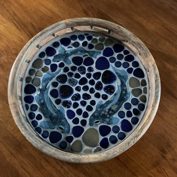 Ceramic Betta Fish Mosaic Tile, Handmade Glazed Siamese Fighting Fish ...