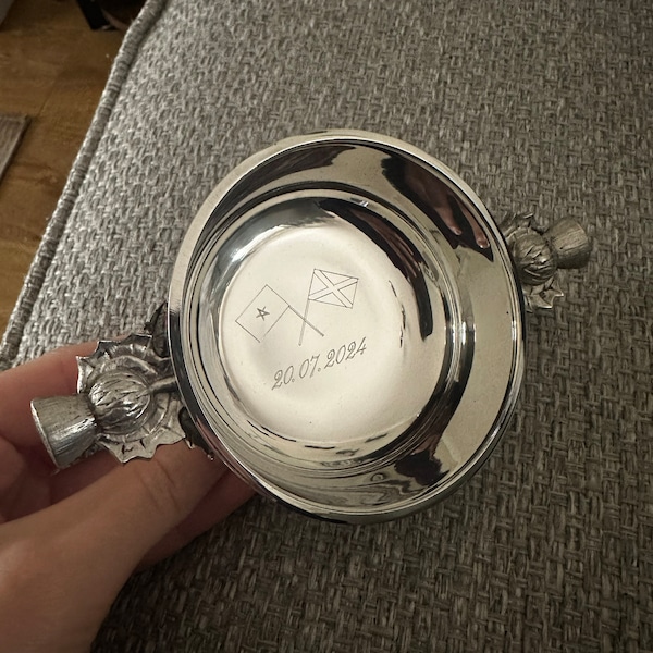 1 Pint Double Lines Fancy Handle Pewter Tankard With Free Text ...