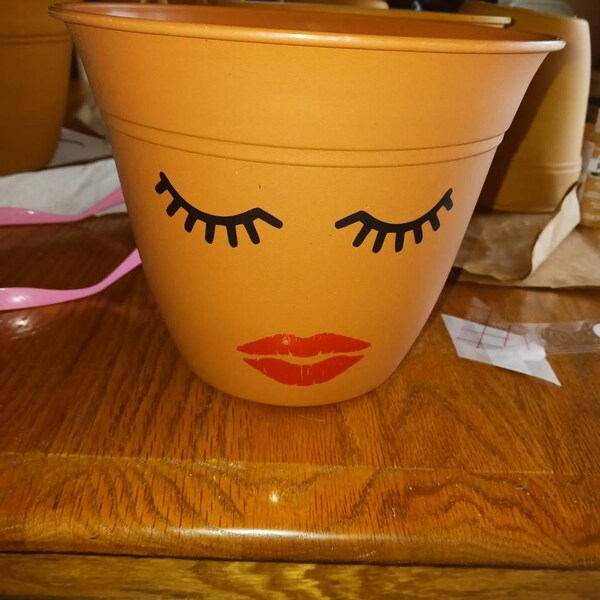 Vinyl Decal: Flower Pot Face (design CP05A) / Fishbowl DIY / Clay ...