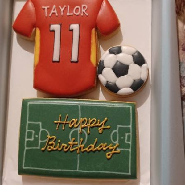 Personalised Football Fan Birthday Biscuits, Gift for Football Fan ...