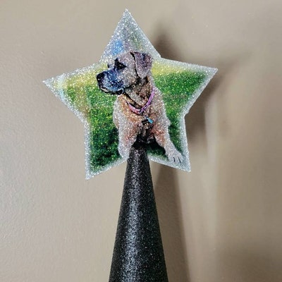 CUSTOM Tree Topper on Black Glitter Base - Etsy