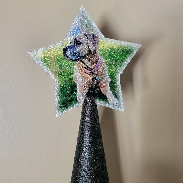 CUSTOM Tree Topper on Black Glitter Base - Etsy