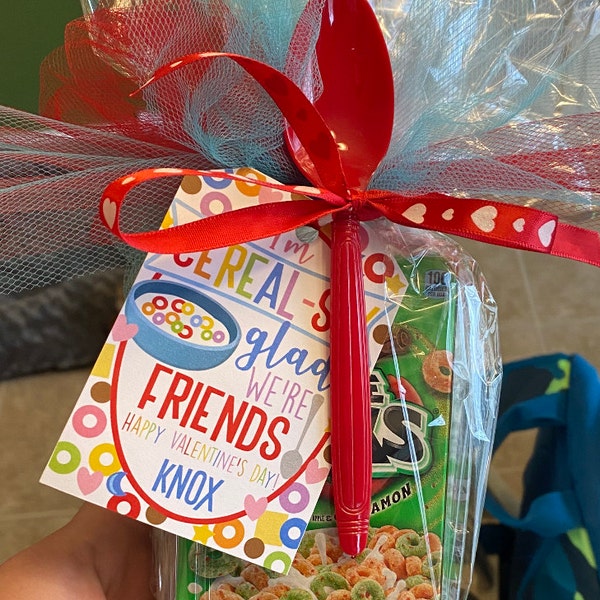 Valentine's Day Cereal Box Printable Gift Tags, Cereal-sly Glad We're ...