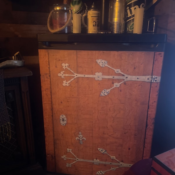 Mini-fridge Vinyl Sticker ***old Wooden Door*** / Self-adhesive Vinyl ...