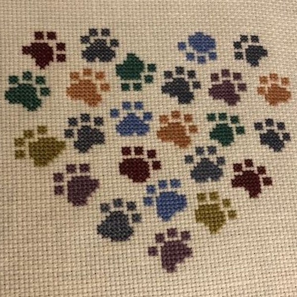 Animal Paws Cross Stitch Pattern, Modern Dog and Cat Design, Cross ...