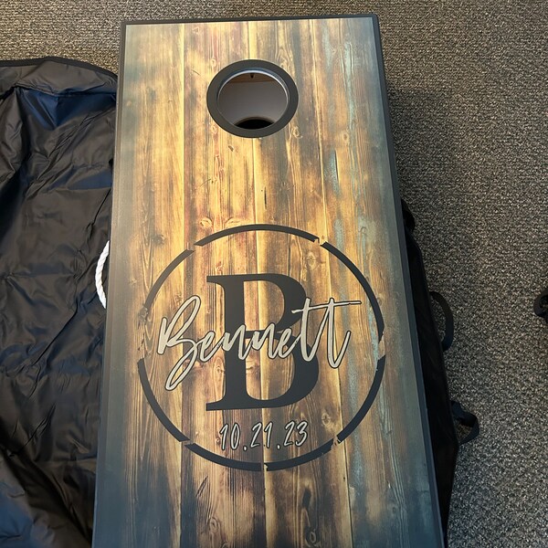 Rustic Barnwood Cornhole, Custom Cornhole Boards, Rustic Wedding ...