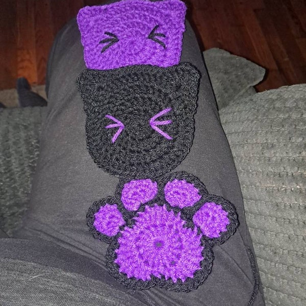 Crochet Pattern, Cat & Paw Coaster 2FOR1 Animal Paw Print Kitty - Etsy