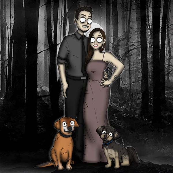 Tim Burton Style Custom Portrait - Nightmare Portrait - Handmade ...