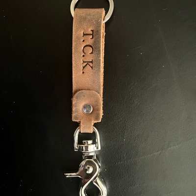 Custom Leather Keychain, Monogrammed Leather Key Fob, Leather Keychain ...