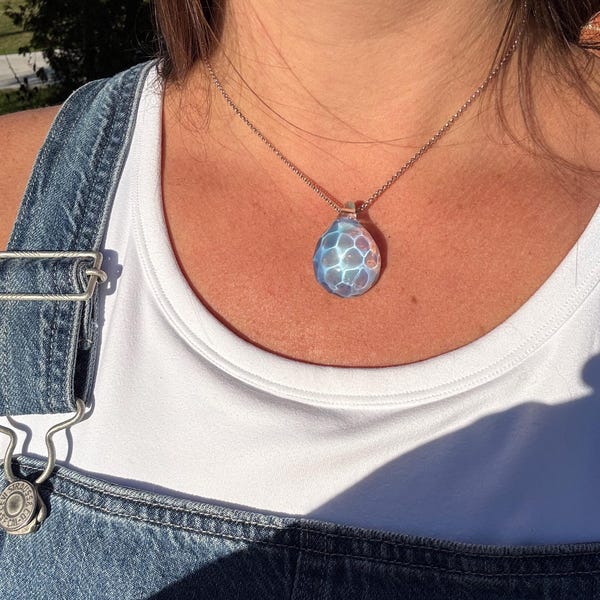 Handmade Ocean Wave Pendant: Glass Water Drop Necklace, Sea Inspired ...