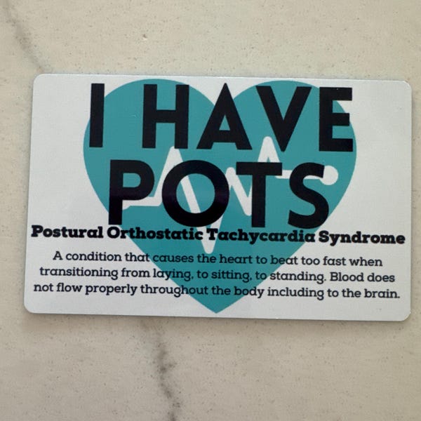Postural Orthostatic Tachycardia Medical ID Card for Wallet, POTS ...