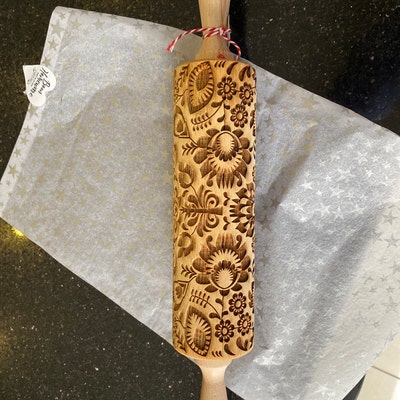 Scandinavian 4 Birds and Trees Embossing Rolling Pin - Etsy