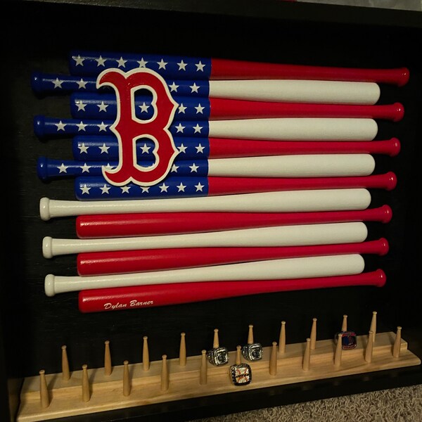 Custom Logo Baseball Bat Flag Ring Display - Etsy