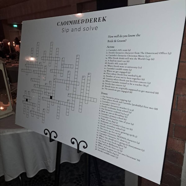 EXTRA LARGE Custom Sip and Solve Wedding Crossword Extra Large, Sip and ...