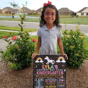 Unicorn First Day of School Sign 1st Day of School Chalkboard Sign Back ...