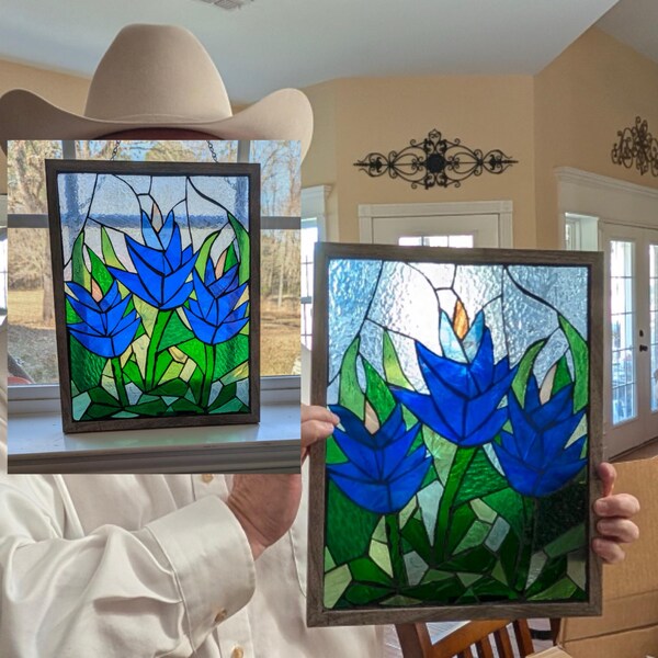 Stained Glass Mosaic Columbines Window Suncatcher - Etsy