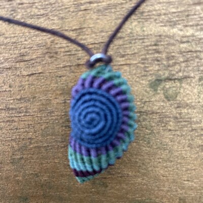 Macrame Shell Necklace, Nautilus Pendant, Snail Shell, Ammonite Fossil ...