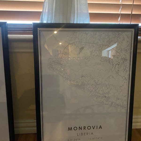 Monrovia Map Print Poster Canvas | Liberia Map Print Poster Canvas ...