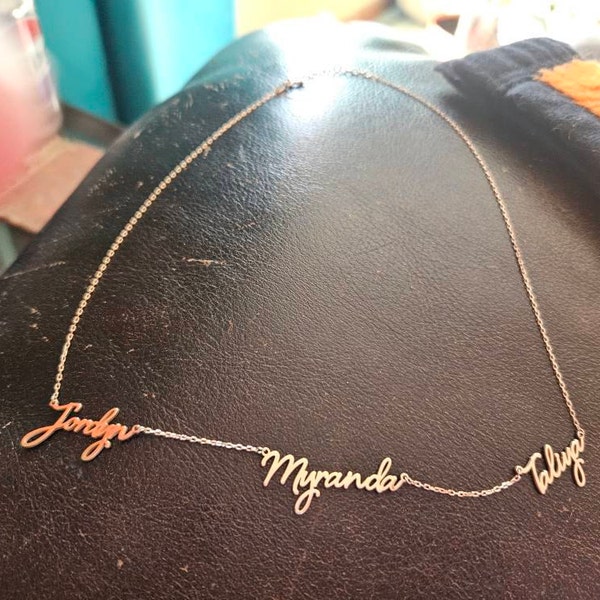 Multi-name Family Necklace, Multiple Nameplated Necklace, Personalized ...