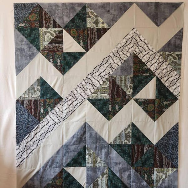 Pathways 2022 Throw Grey-blue Colourway Quilt Pattern, Contemporary Quilt Pattern, Modern Quilt ...