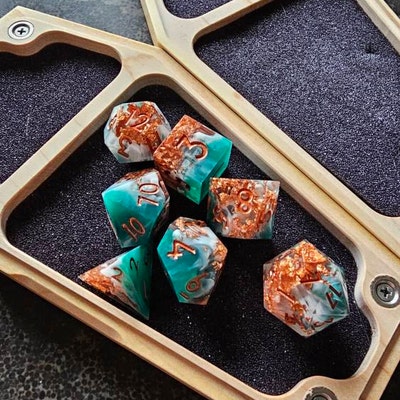Shipwrecked Handmade Sharp Dice Teal/white/clear Resin Cast Dice Set of ...