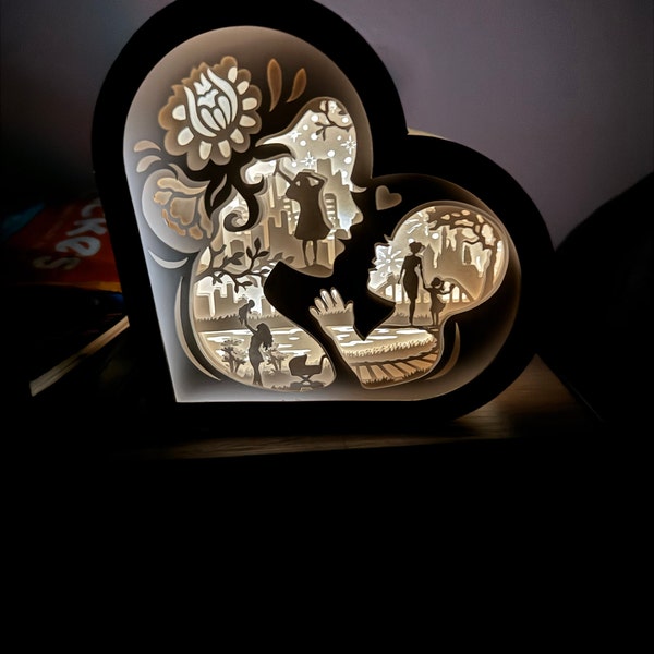 Love Mom Lantern SVG - Heart Lantern Paper Cut - DIY Paper Lantern ...