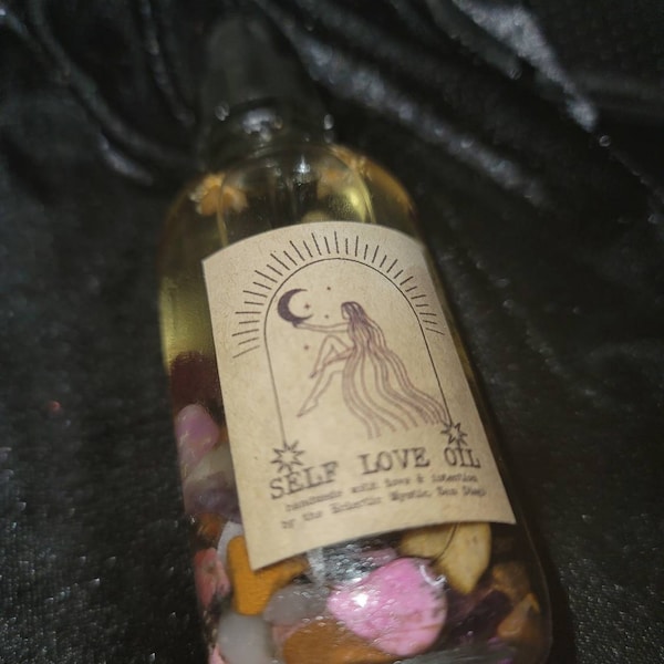 Self Love Botanical Crystal Infused Oil- Intention Oil, Self Care, Body ...