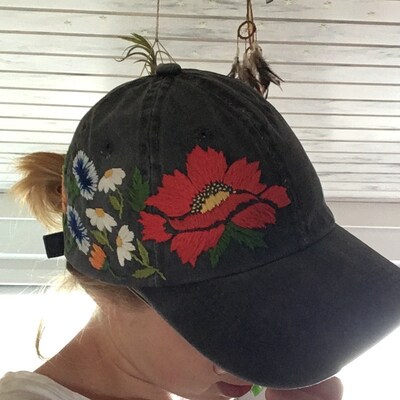 Custom Hand Stitched Hat / Hand Embroidered Hat / Baseball Cap - Etsy