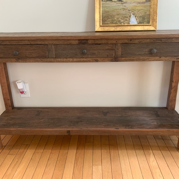 Rustic Reclaimed Wood Console Table: Farmhouse Entryway Table With ...