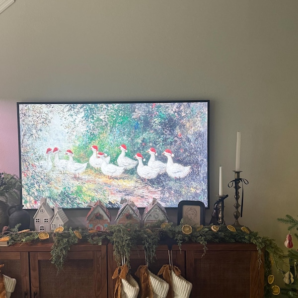 FRAME TV Art Santa and Reindeer Flying, Christmas Frame Tv Pictures ...