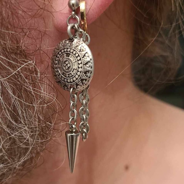 Bajoran Heart Filigree Cuff Earring, Triple Chain Stud Earring, Fancy ...