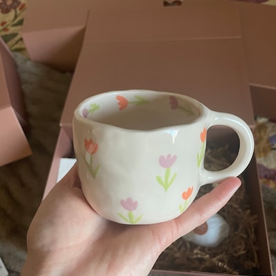 Little Pink Ribbon Bows Ceramic Mug 250 Ml Handmade Coffee Mugs ...
