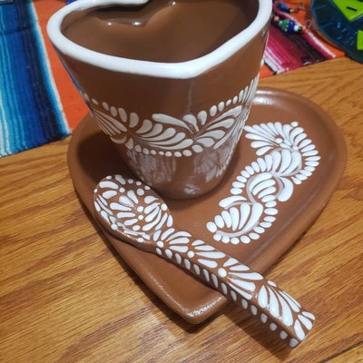 Hand Sculpted Clay Heart Corazón Wall Decor Mexican Flower Bird ...