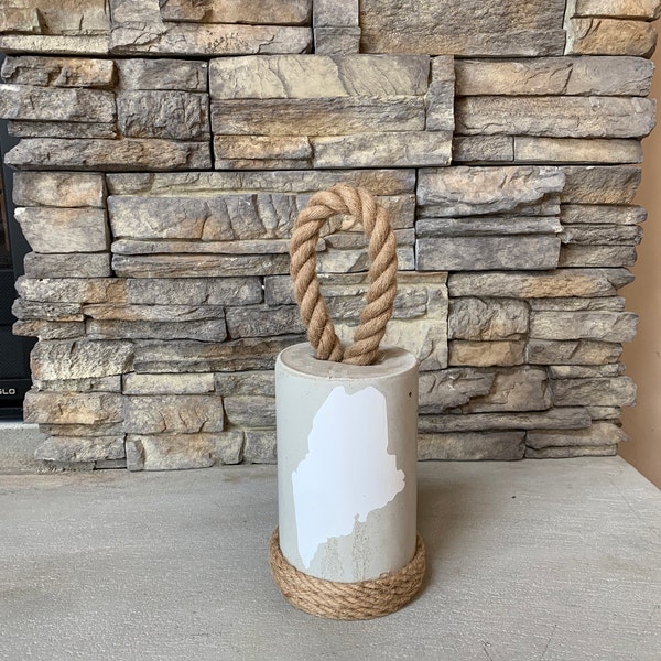 Cement Doorstop, White Stripe Door Stopper, Modern Doorstop, Heavy ...