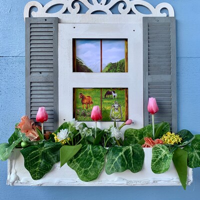 Dollhouse Miniature Shutters Louvered 1 Pair Unfinished Wood 1:12 Scale ...