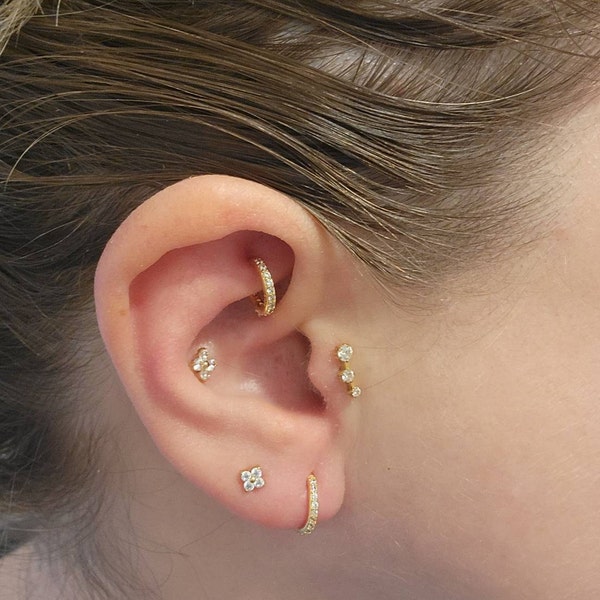 16G/18G/20G Paved Cartilage Conch Clicker Hoops CZ Hinged Clicker Hoops ...