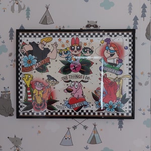 Cartoon Network Traditional Tattoo Flash Sheet Tattoo Print Gift Tattoo ...