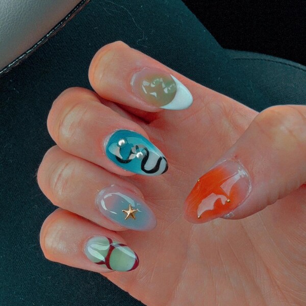 Colorful Graffiti Hand Painted Nails /custom Press on Nails/ Hand Made ...