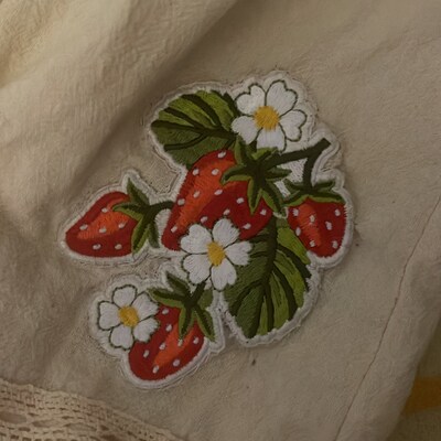 Strawberry Plant Patch Set of 2 Fruit Patches for Jackets Embroidered ...