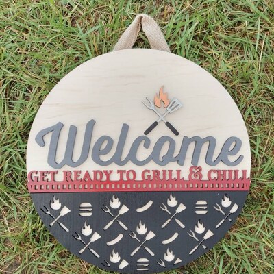 Grill Master Sign SVG, BBQ Door Hanger, Backyard Welcome Sign Svg ...