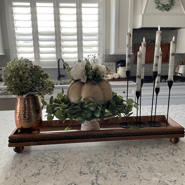 Wooden Centerpiece Tray French Country Tray Mantle Tray Rustic Riser ...