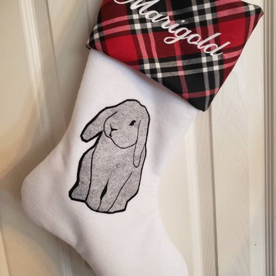 Bunny Christmas Stocking, Rabbit Christmas Stocking, Pet Christmas ...
