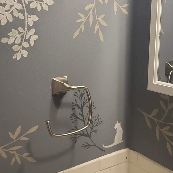 Watercolor Leaves Wall Pattern Kit- FLORAL WALL STENCILS Instead of ...